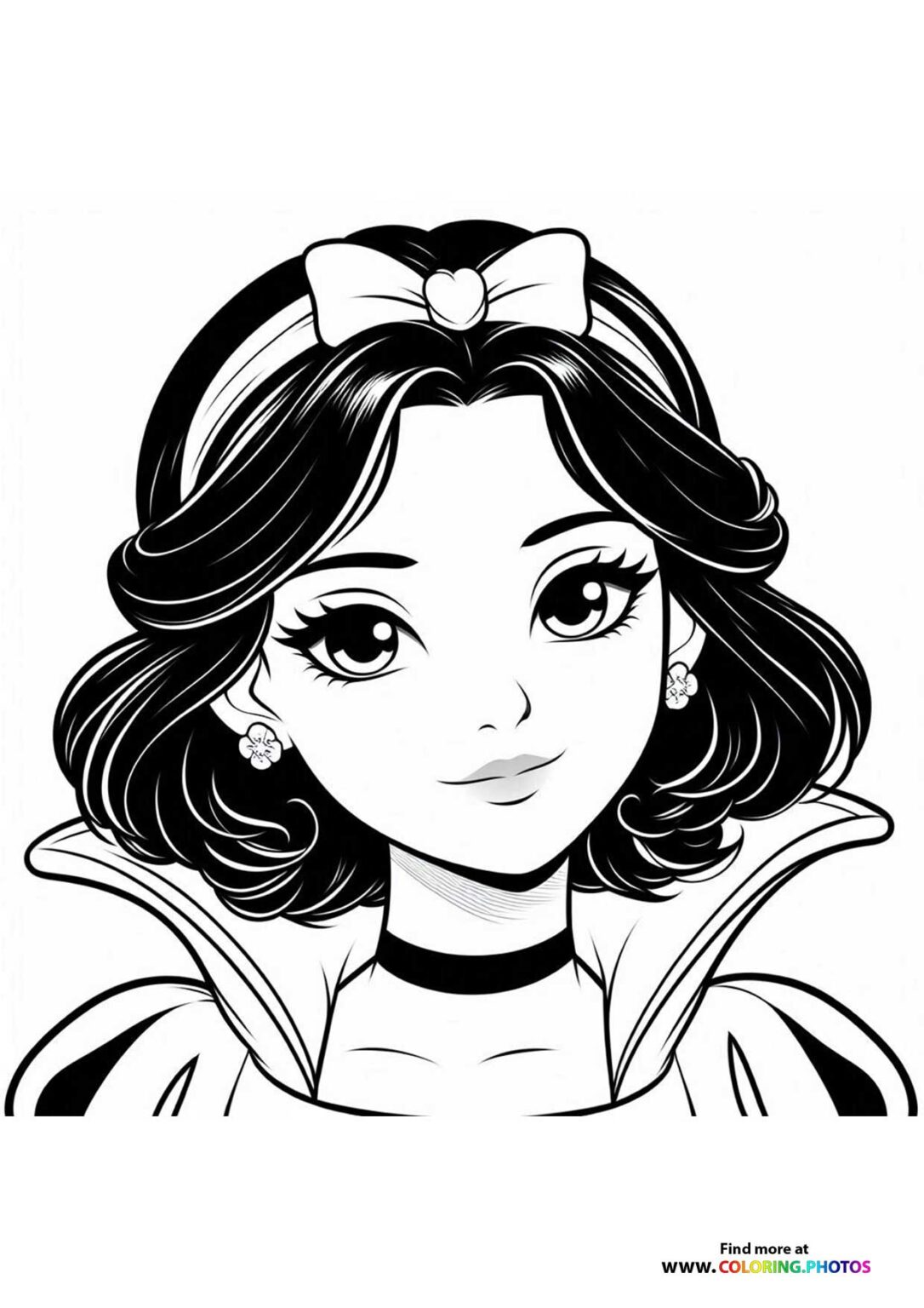 Snow White beautiful face - Coloring Pages for kids