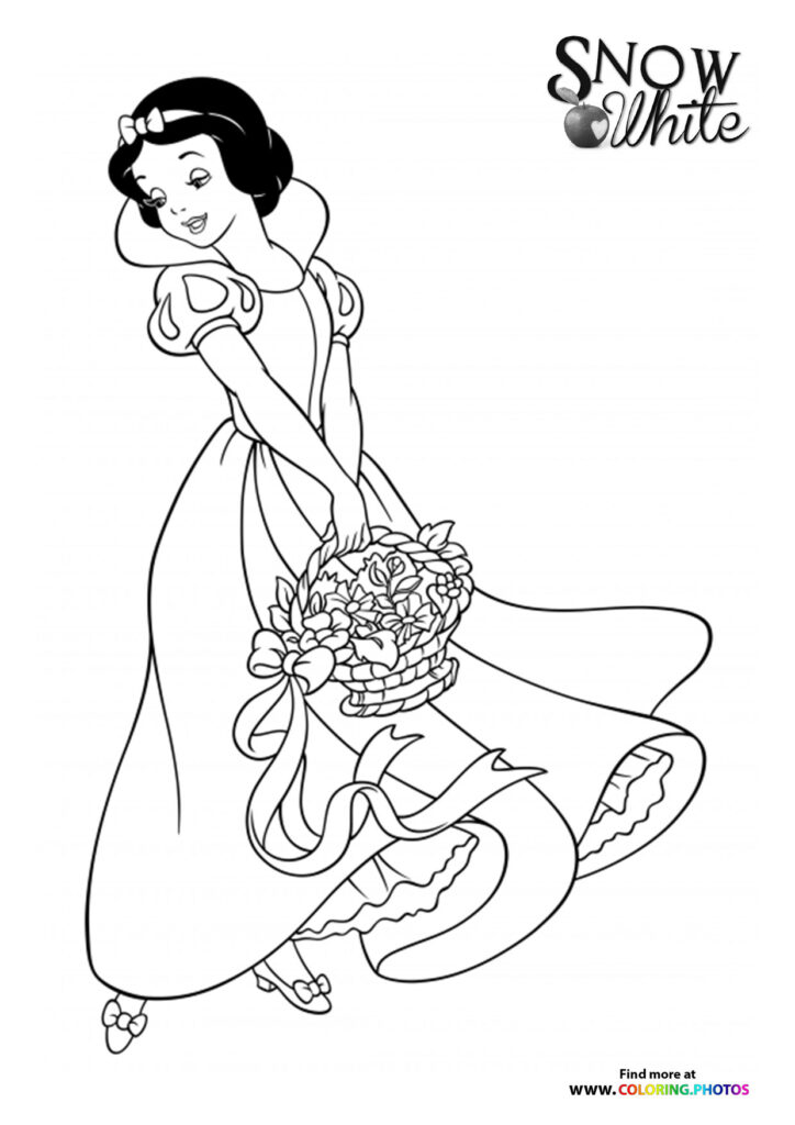 Snow White with flowers - Coloring Pages for kids