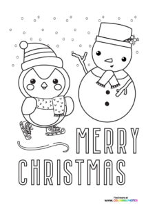 Snowman and Penguin - Coloring Pages for kids