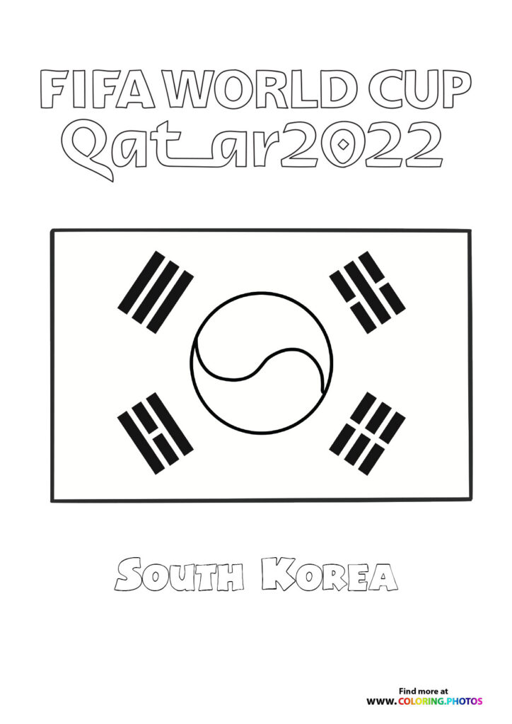 South Korea World Cup flag - Coloring Pages for kids