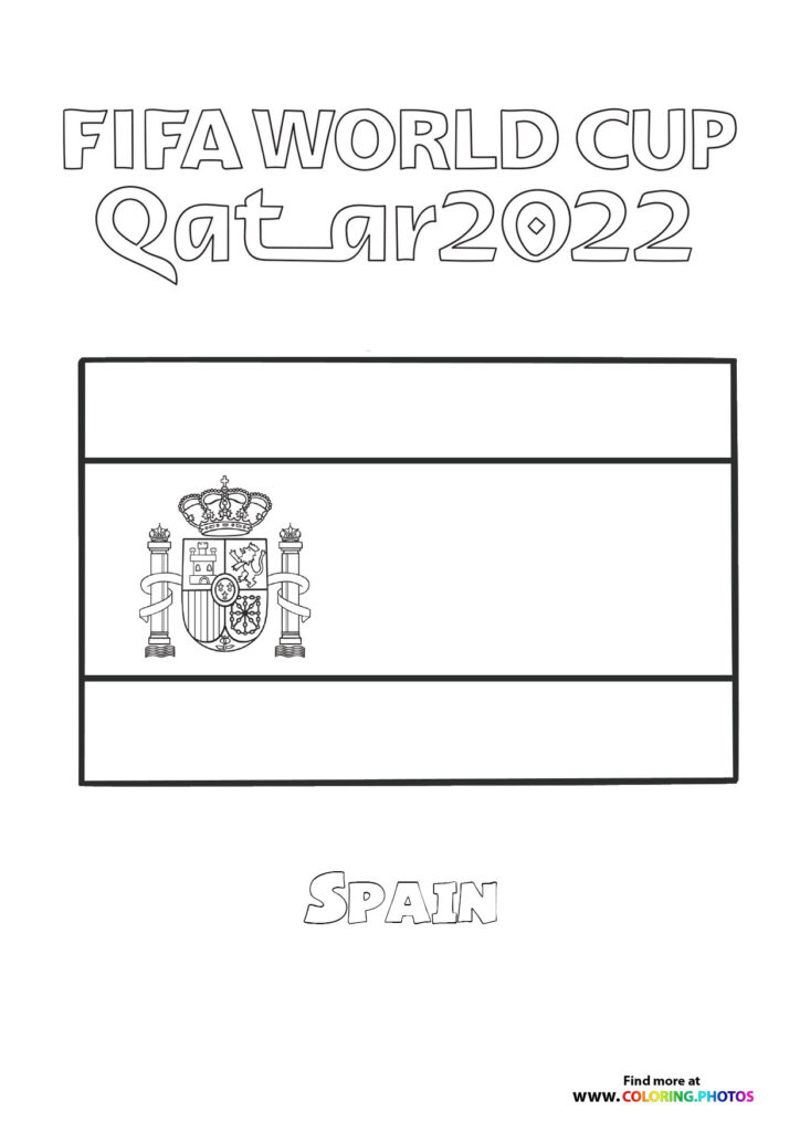 Spain World Cup flag - Coloring Pages for kids