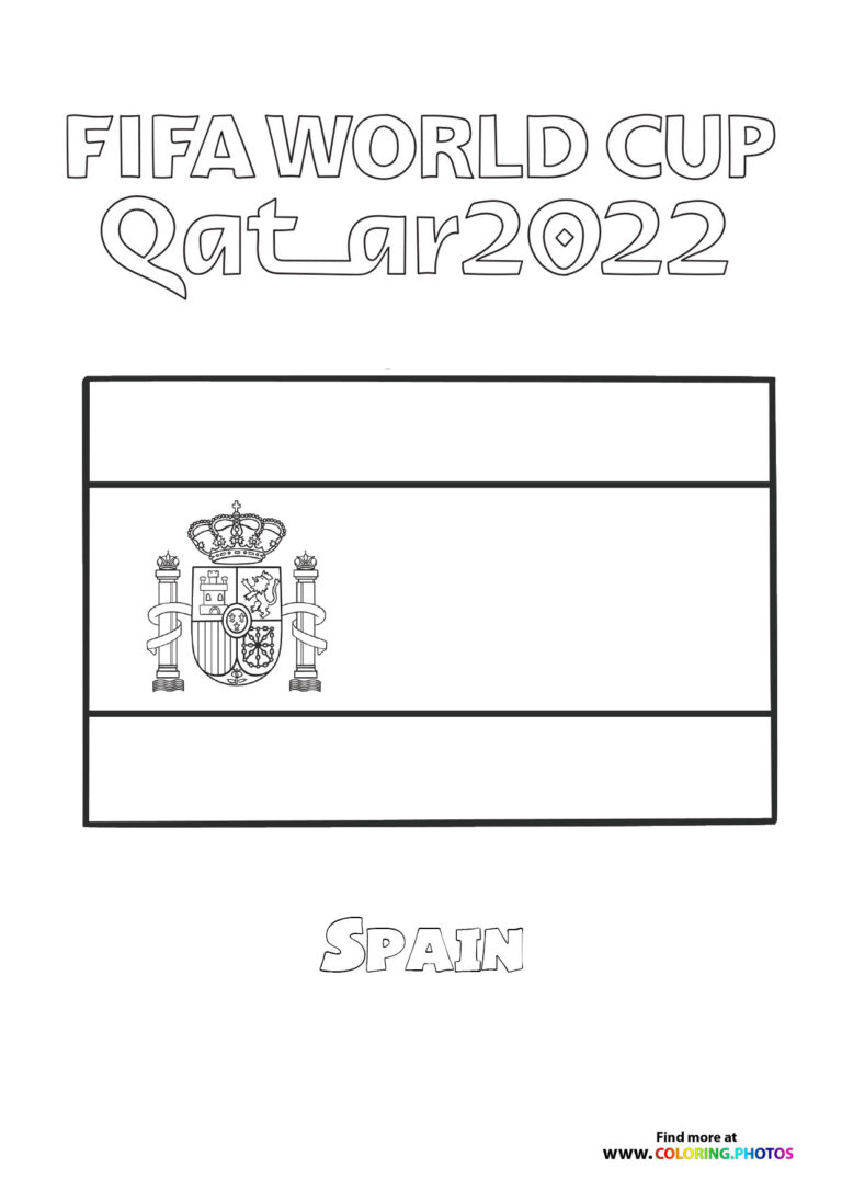 Spain World Cup flag - Coloring Pages for kids