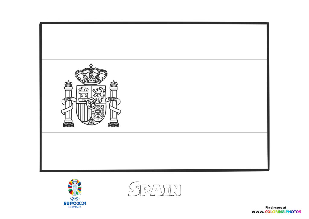 Spain flag Euro 2024 - Coloring Pages for kids