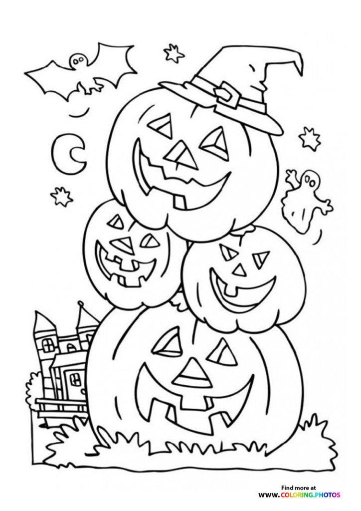 Stacked halloween pumpkins - Coloring Pages for kids