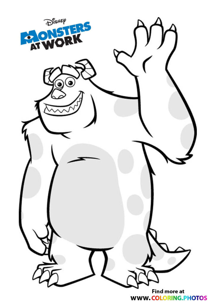 Sulley waving - Monsters at work - Coloring Pages for kids