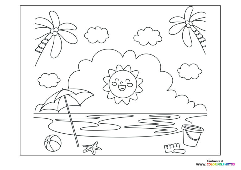 JJ from CoComelon on a beach - Coloring Pages for kids