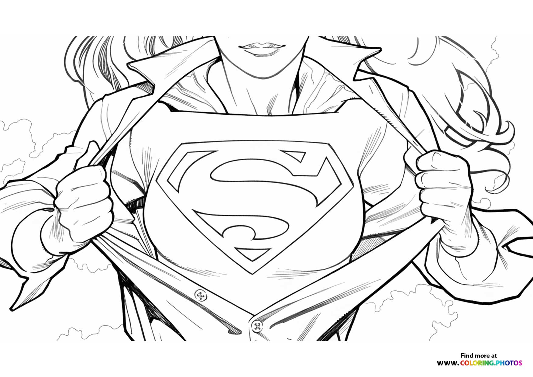 SuperGirl showing logo - Coloring Pages for kids