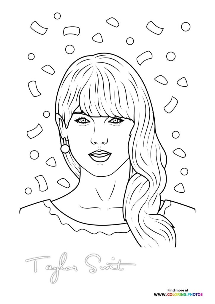 Taylor Swift with confetti - Coloring Pages for kids