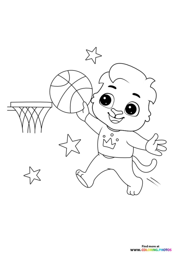 Teddy bear playing basketball - Coloring Pages for kids