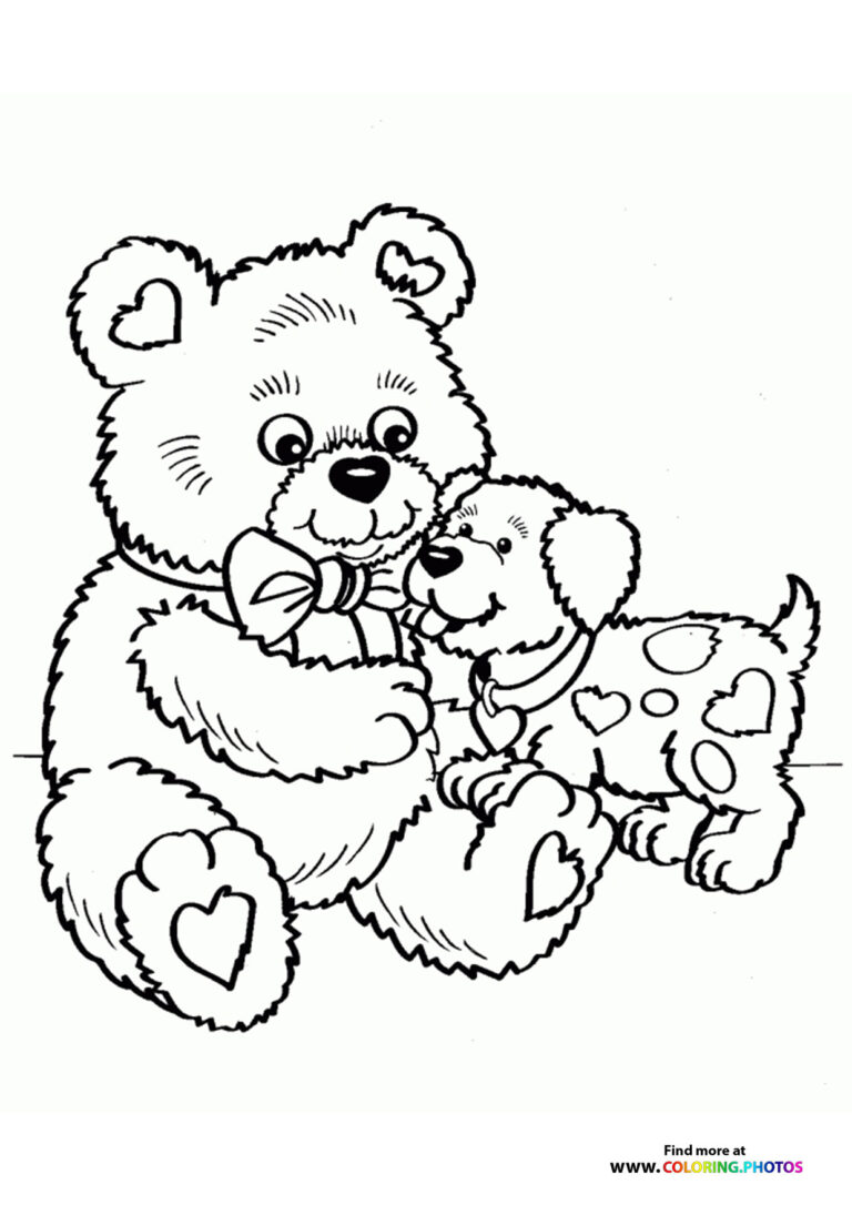 Valentines Teddy Bear - Coloring Pages for kids | Free and easy print