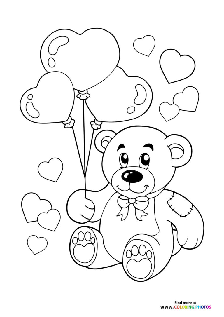 Valentines teddy bear - Coloring Pages for kids