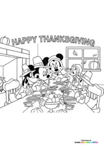 Thanksgiving Mickey Mouse family - Coloring Pages for kids
