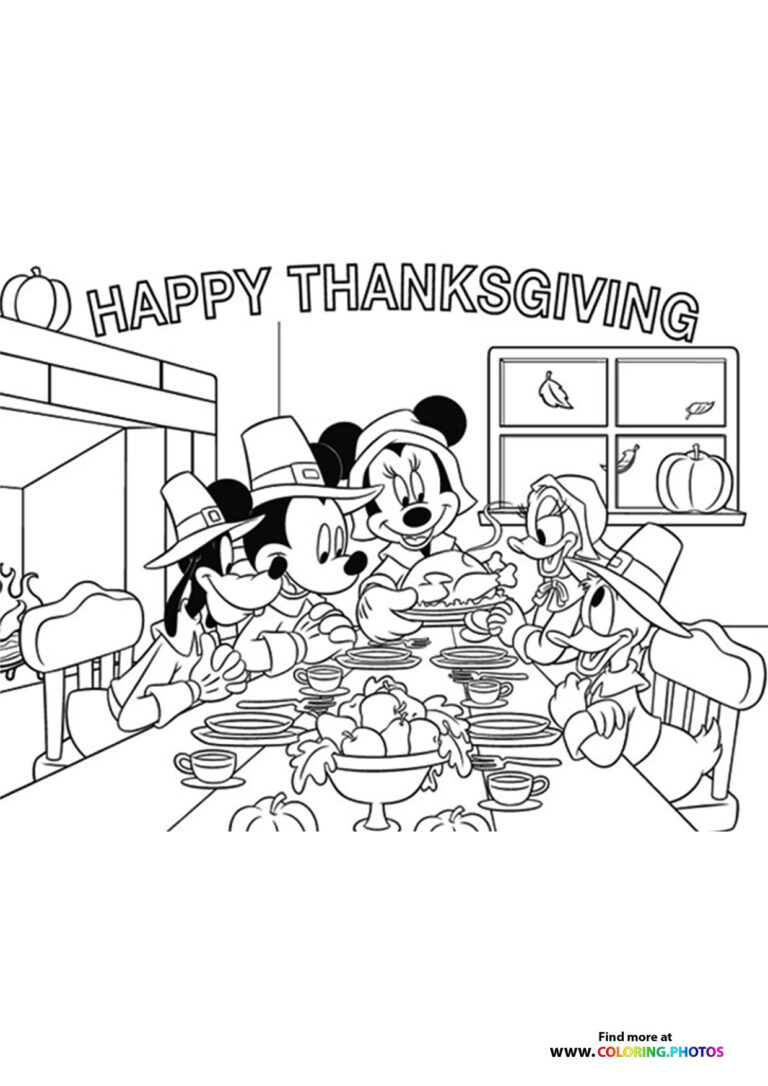 Thanksgiving Mickey Mouse family - Coloring Pages for kids