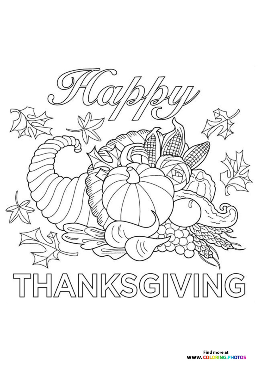 Thanksgiving basket of food - Coloring Pages for kids