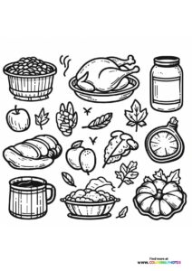 Thanksgiving food elements - Coloring Pages for kids