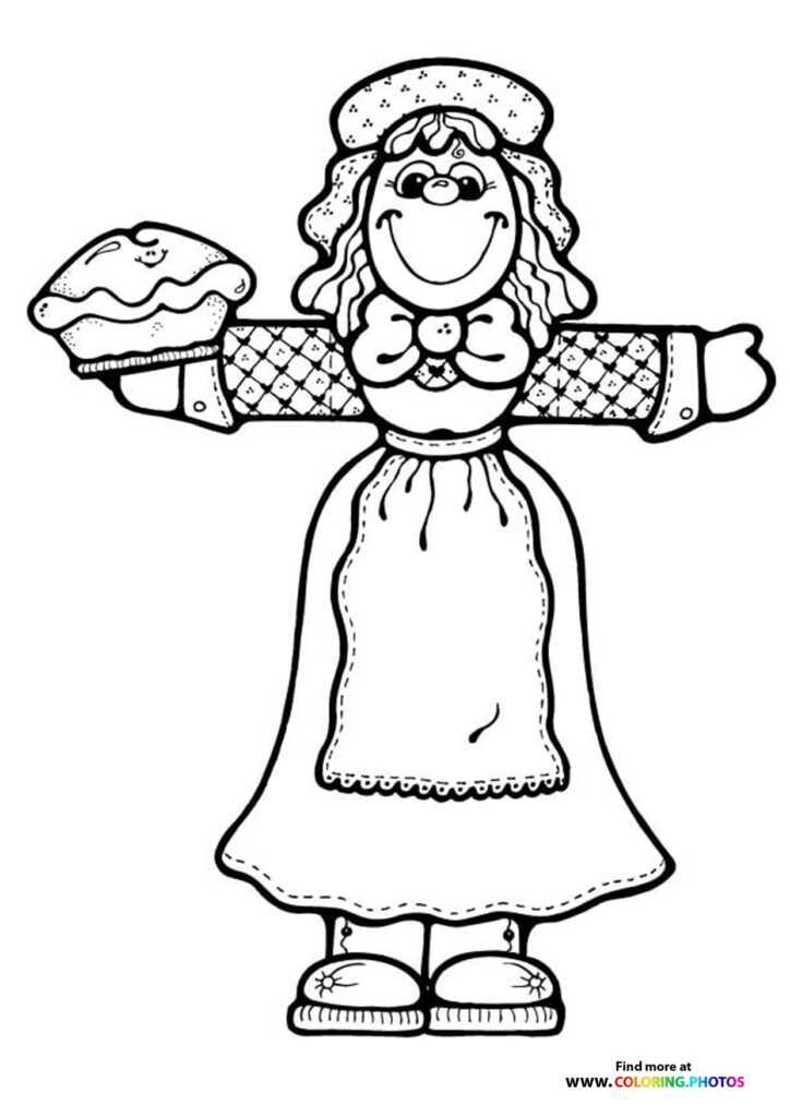 Thanksgiving pilgrim girl - Coloring Pages for kids