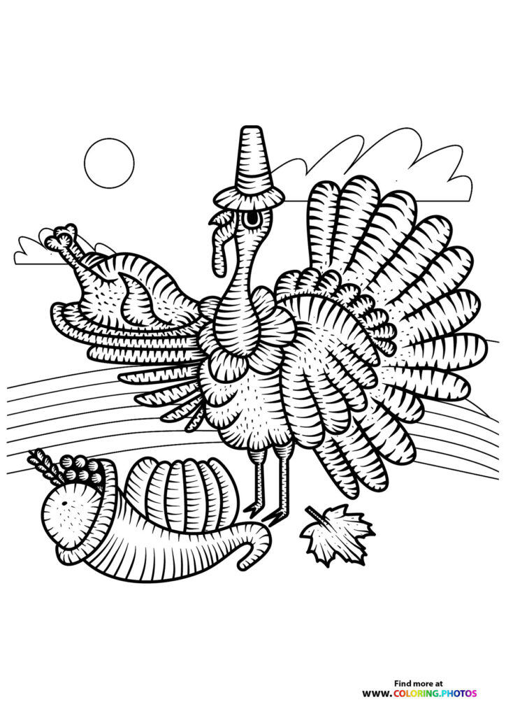 Cute thanksgiving turkey - Coloring Pages for kids