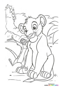 Timon and Simba having fun - Coloring Pages for kids