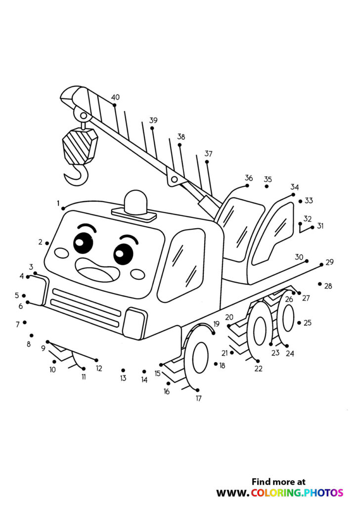 Tow truck dot the dots - Coloring Pages for kids