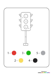 Trafic light color by numbers - Coloring Pages for kids