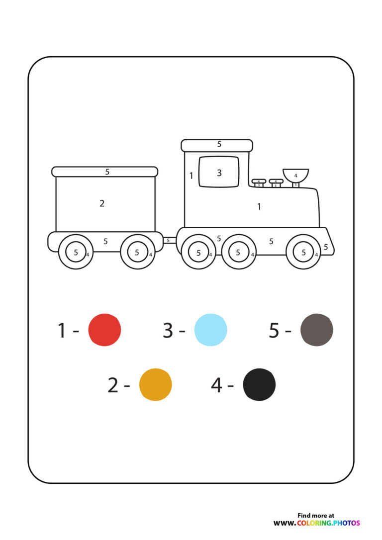Train color by numbers - Coloring Pages for kids