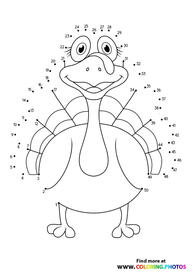 Turkey dot the dots - Coloring Pages for kids