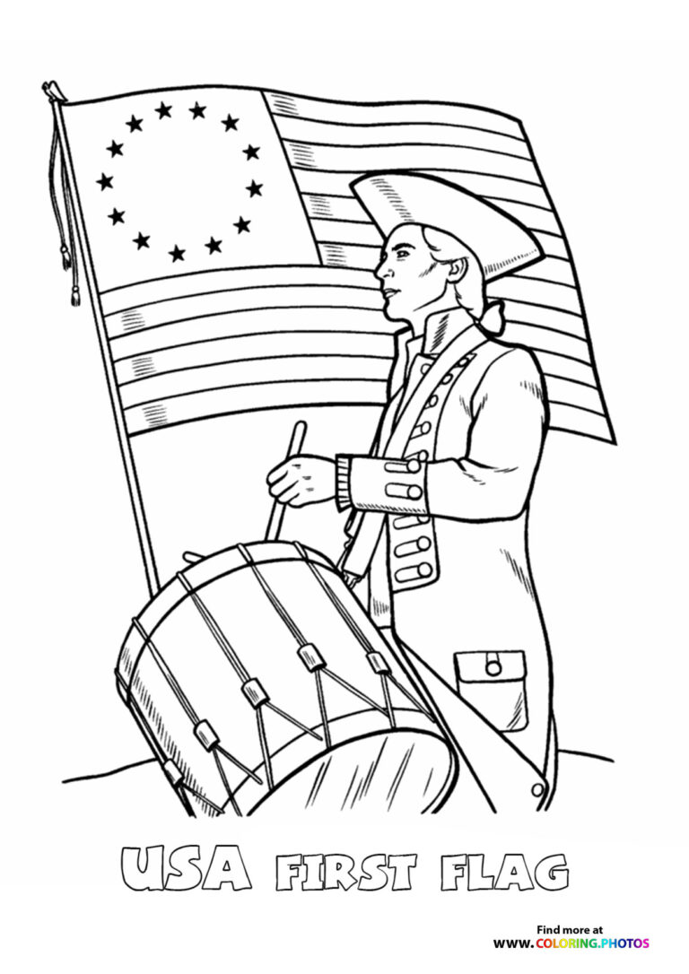 USA first flag - Coloring Pages for kids