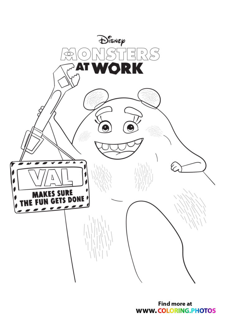 Val with a wrench - Monsters at work - Coloring Pages for kids