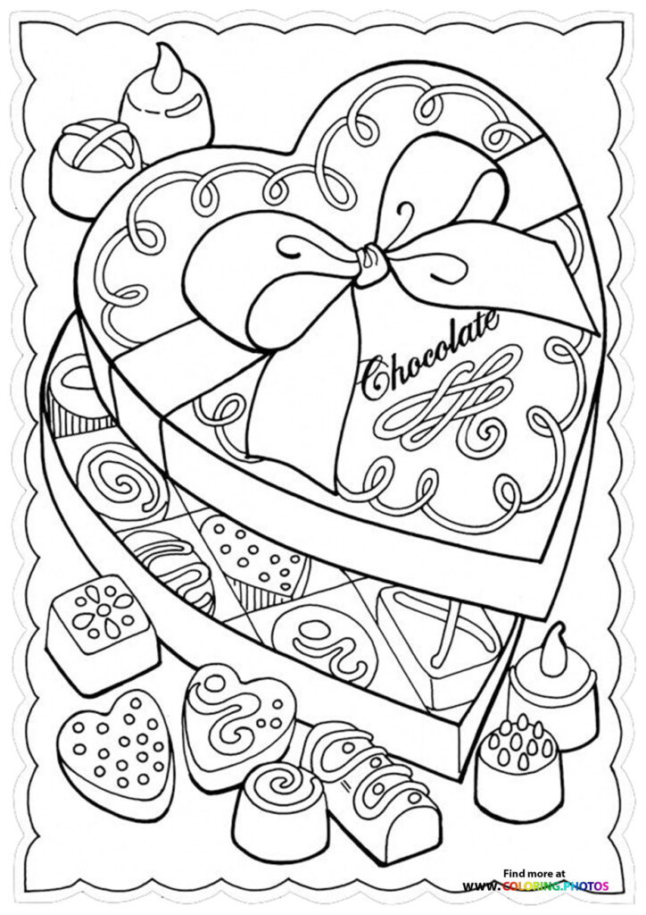 Valentines day chocolade - Coloring Pages for kids