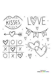 Valentines stuff doodle - Coloring Pages for kids