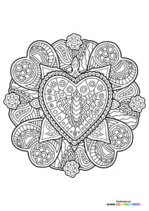 Valentines mandala - Coloring Pages for kids