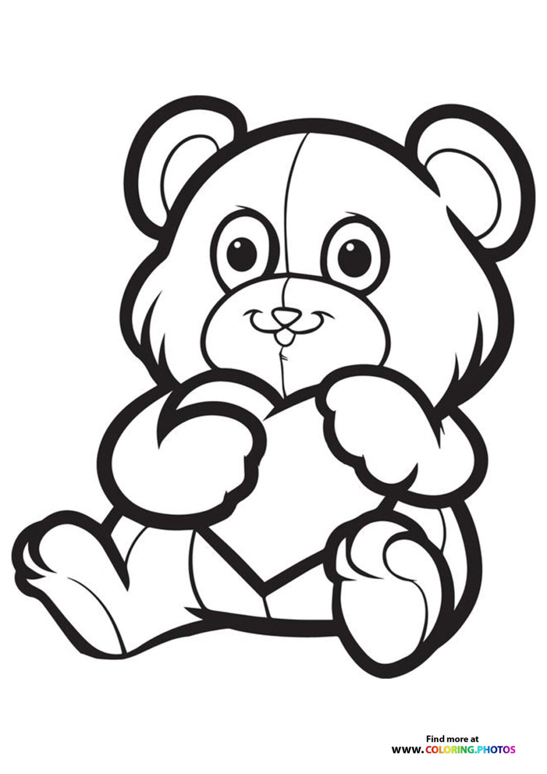 Cute Valentines Teddy Bear - Coloring Pages for kids