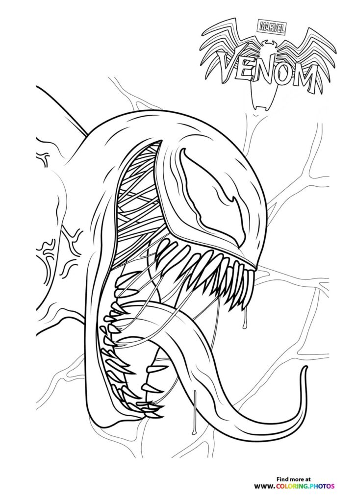 Venom with a huge tounge - Coloring Pages for kids