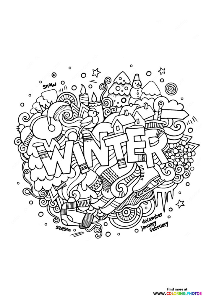 Winter theme wreath - Coloring Pages for kids