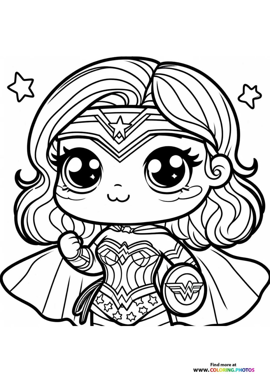 Wonder Woman with a shield - Coloring Pages for kids