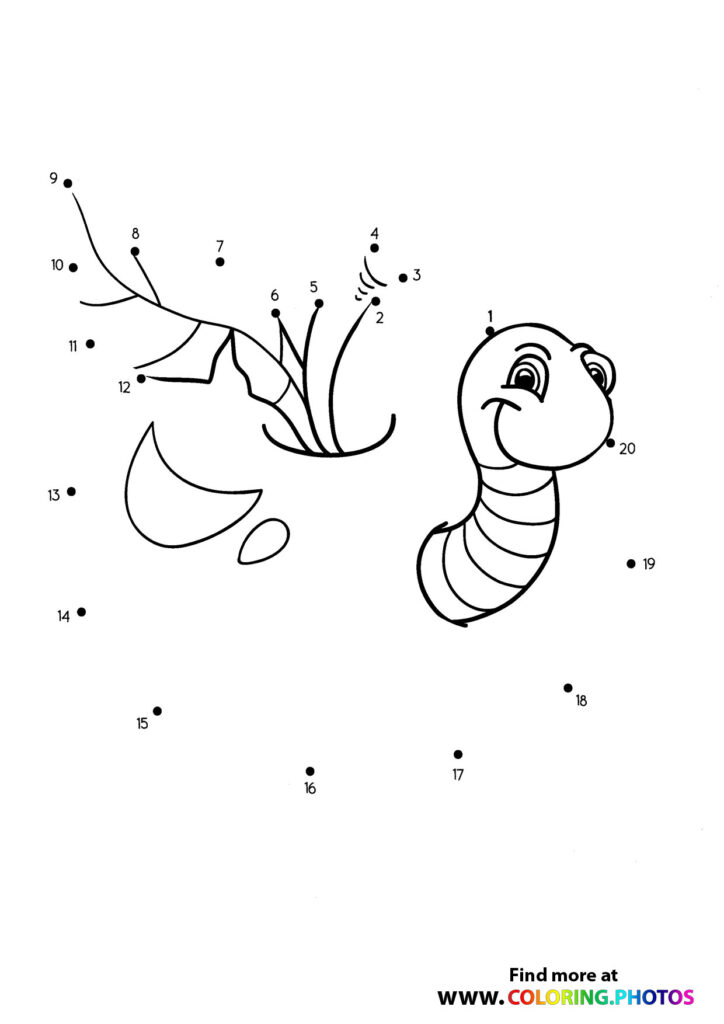 Worm dot the dots - Coloring Pages for kids