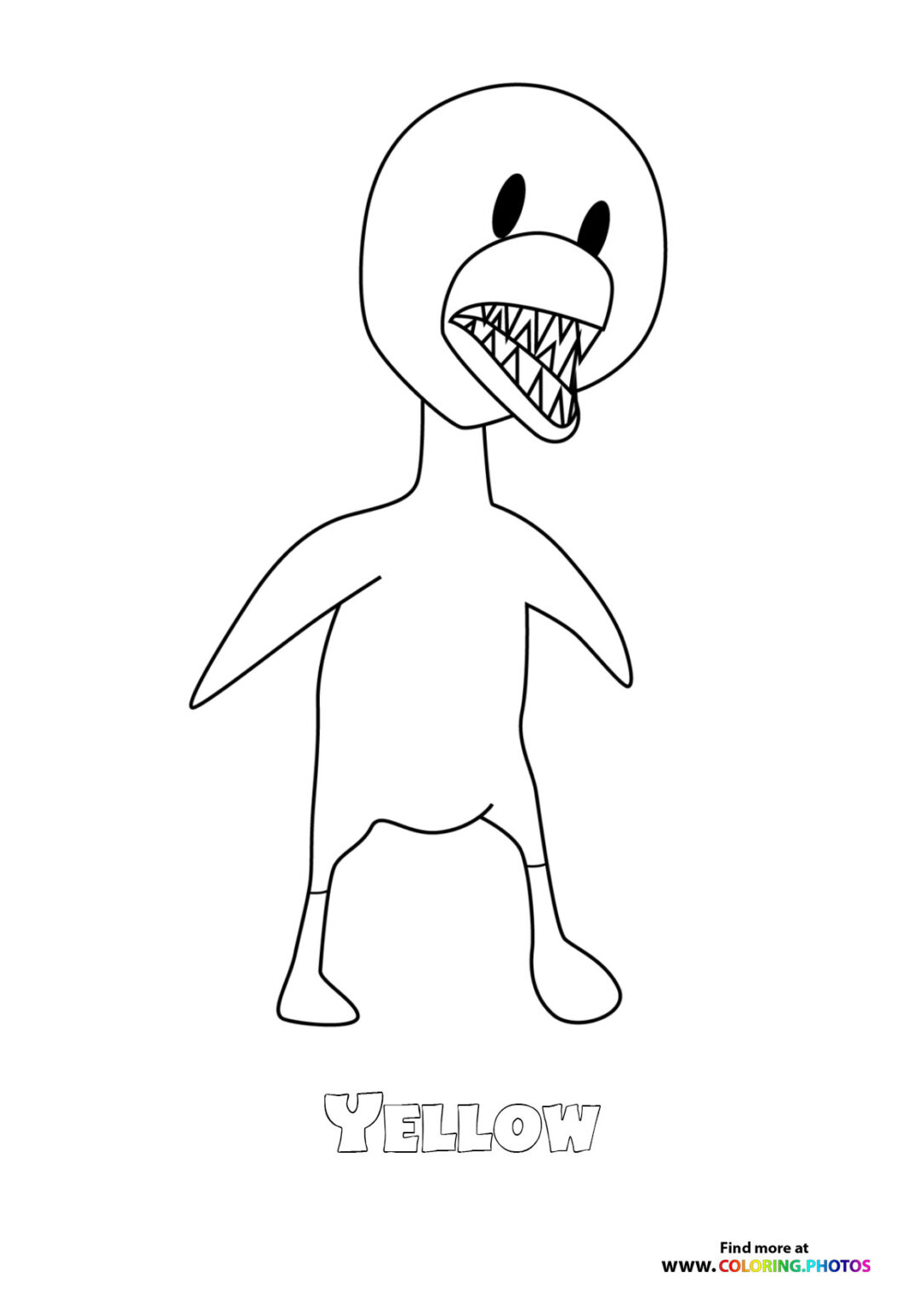 Yellow From Rainbow Friends Coloring Pages For Kids