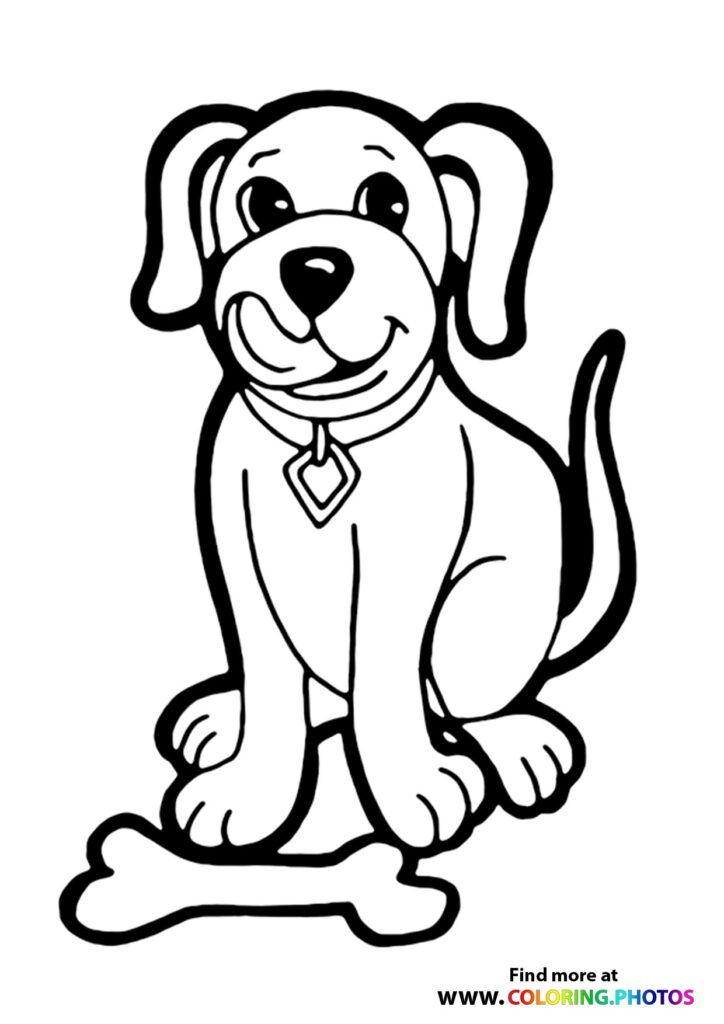 Dog with bone - Coloring Pages for kids