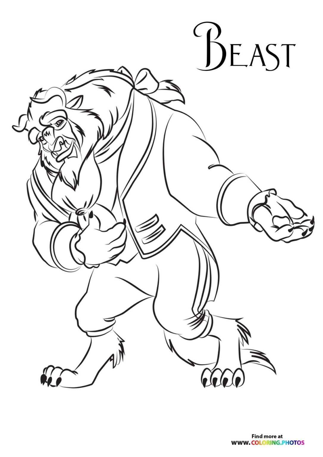 Beast dancing for Belle - Coloring Pages for kids