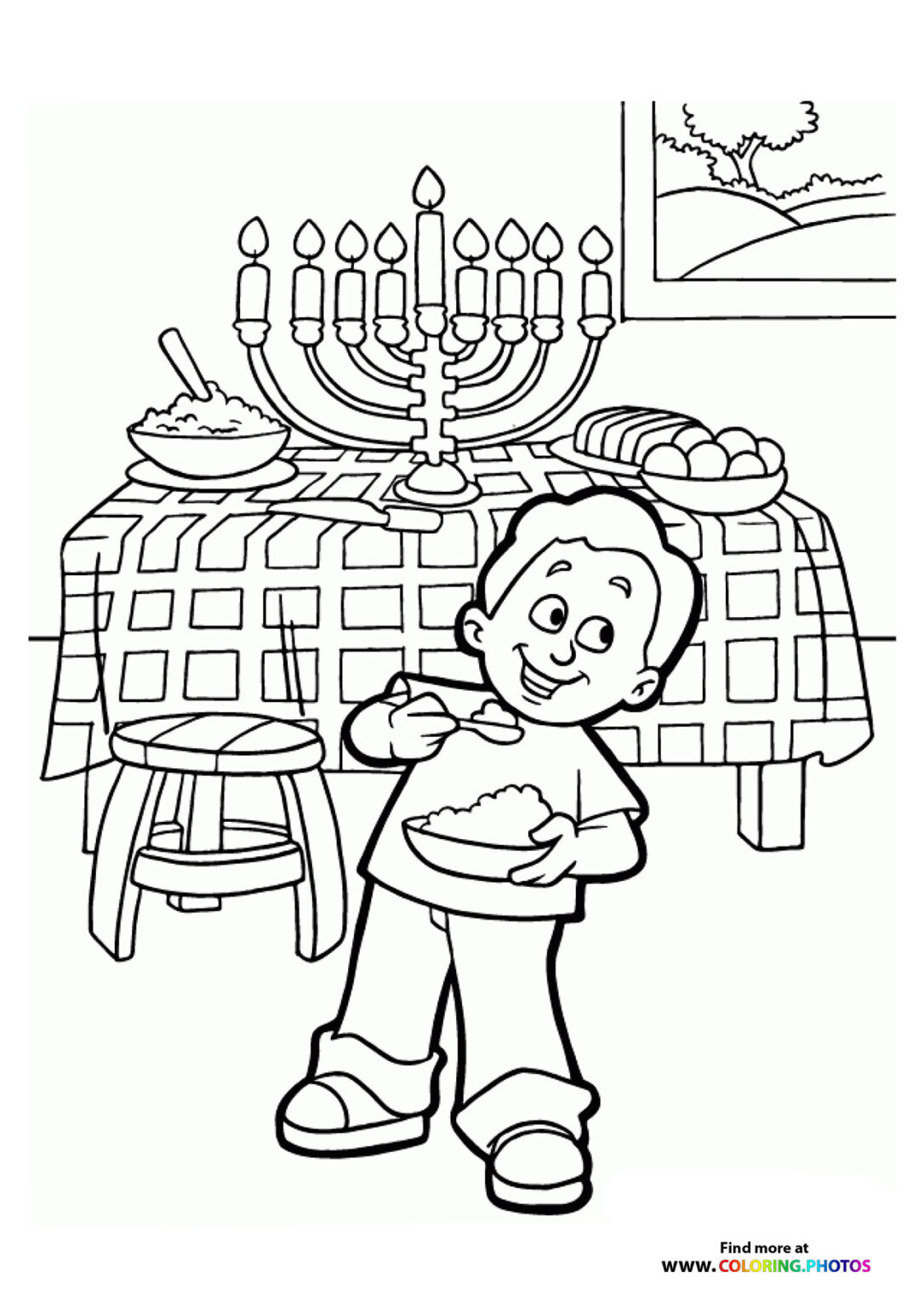 Kid on Hanukkah - Coloring Pages for kids