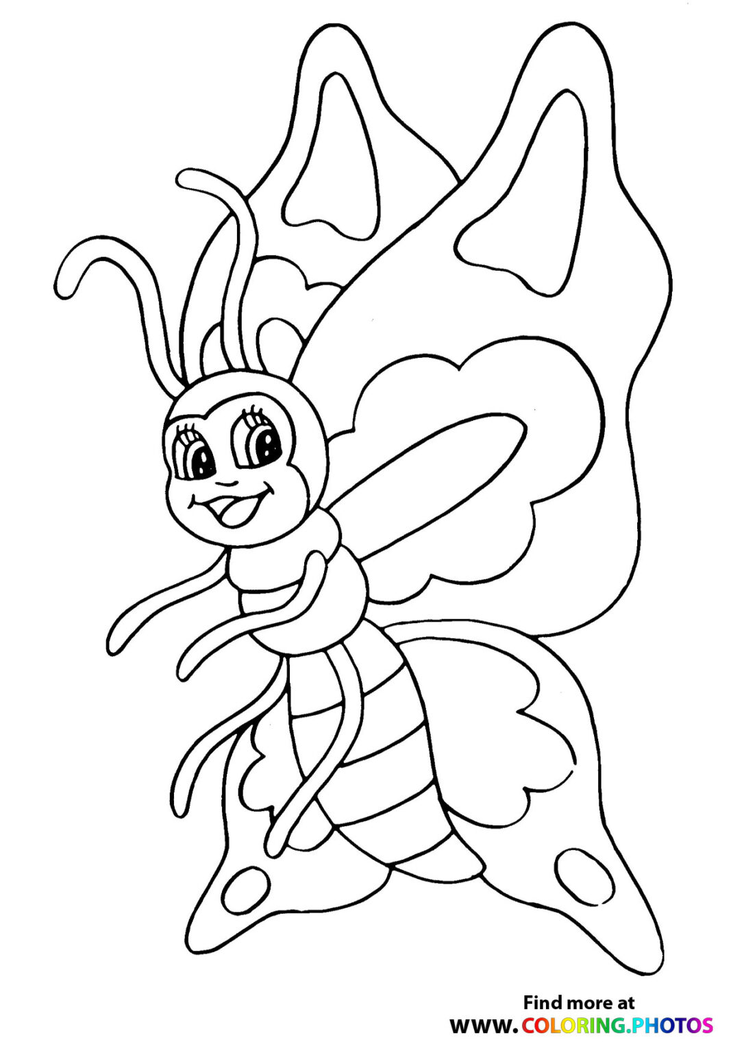 Butterfly smiling - Coloring Pages for kids