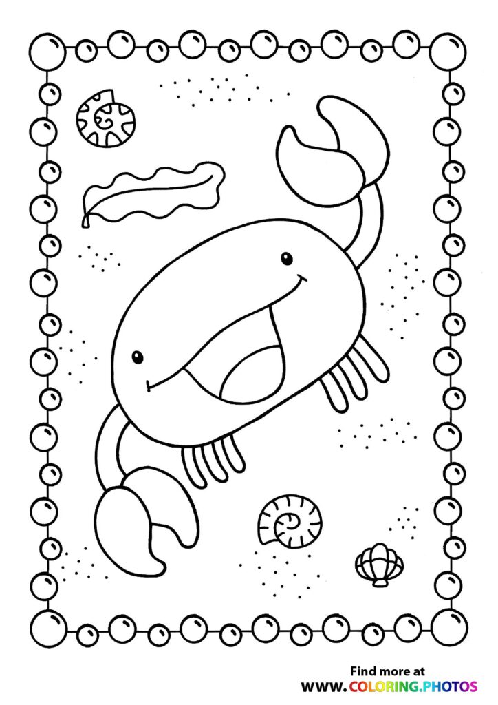 Crab on a beach - Coloring Pages for kids