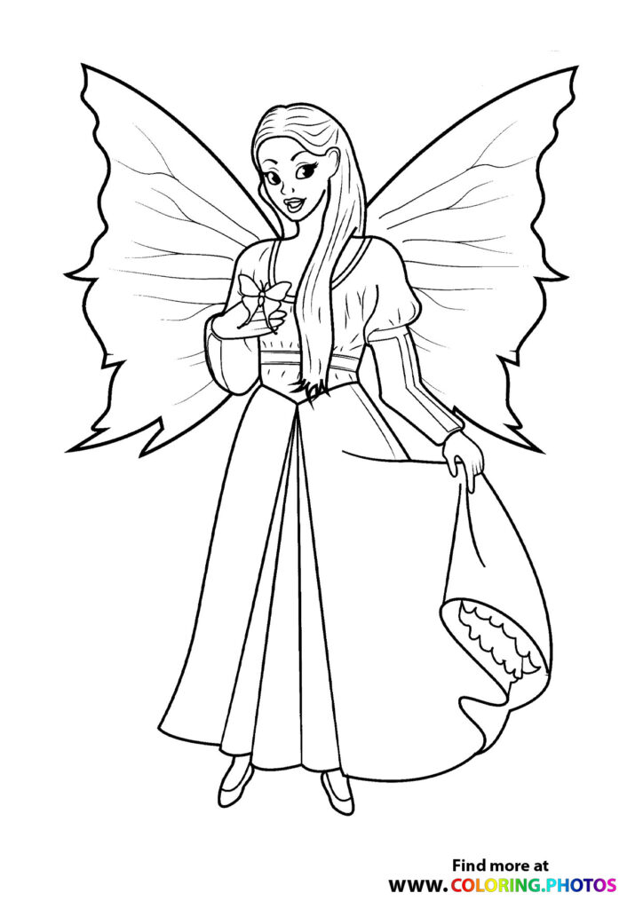 Fairy with butterfly - Coloring Pages for kids