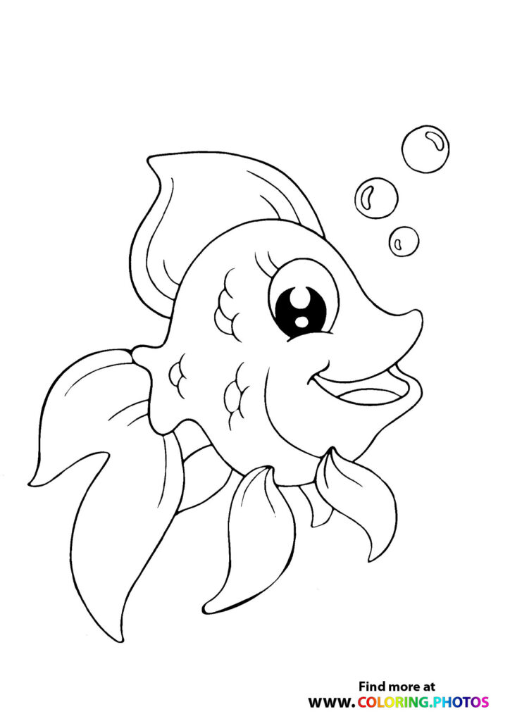 Fish swimming in a sea - Coloring Pages for kids