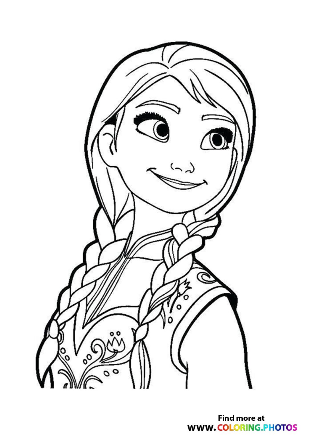 Frozen Anna smiling - Coloring Pages for kids | Print or Download