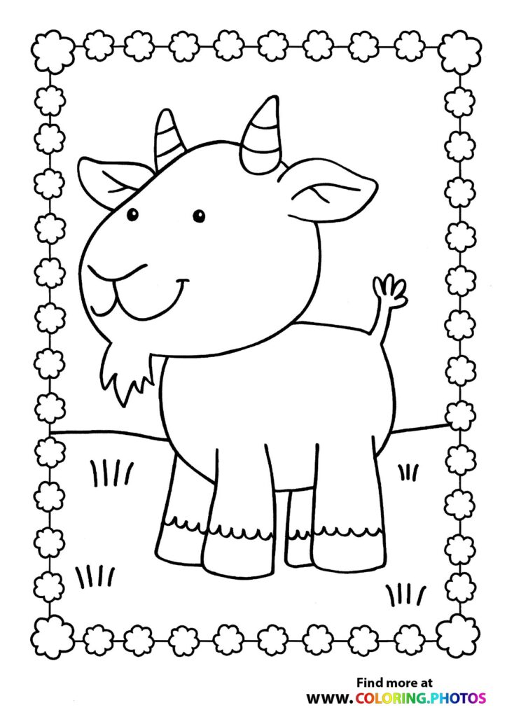 Goat on a field - Coloring Pages for kids