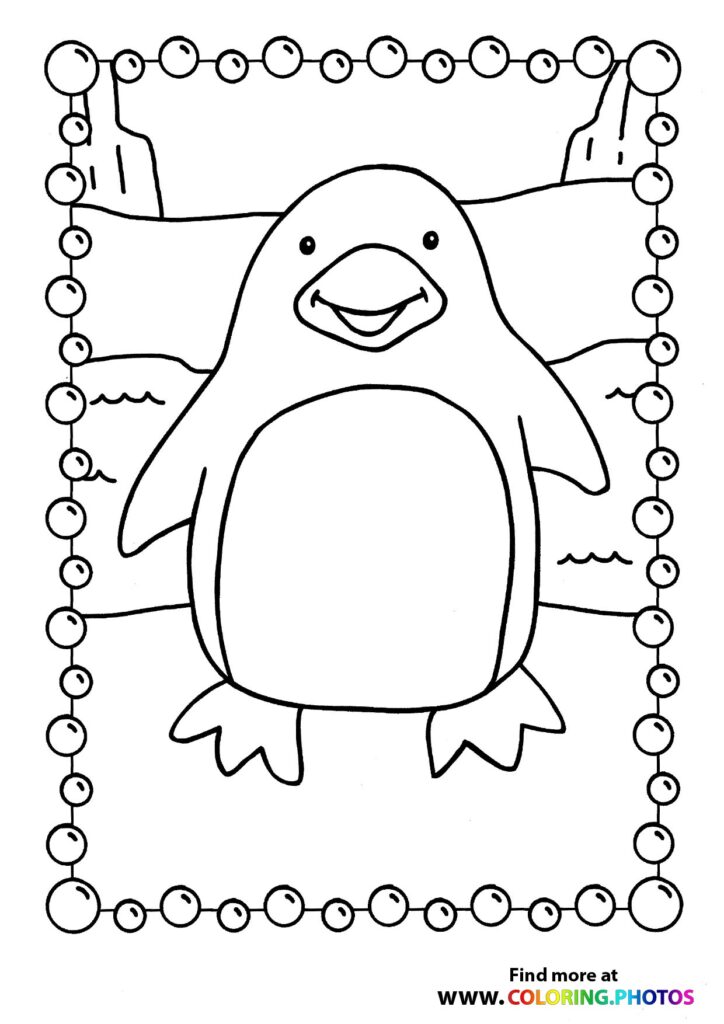 Penguing walking on beach - Coloring Pages for kids