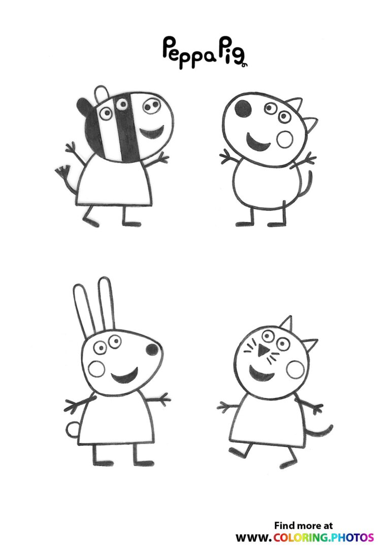 Peppa Pig and her family - Coloring Pages for kids
