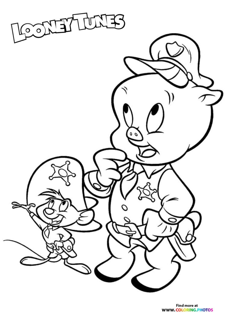 Porky Pig and Speddy - Coloring Pages for kids
