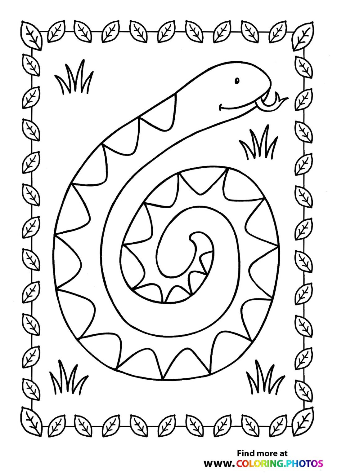 Snake on a field - Coloring Pages for kids